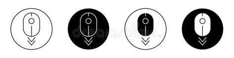 scroll down computer mouse icon isolated on white background stock