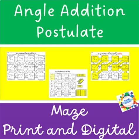 Angle Addition Postulate Maze Activity Print And Digital Drag And Drop Geometry
