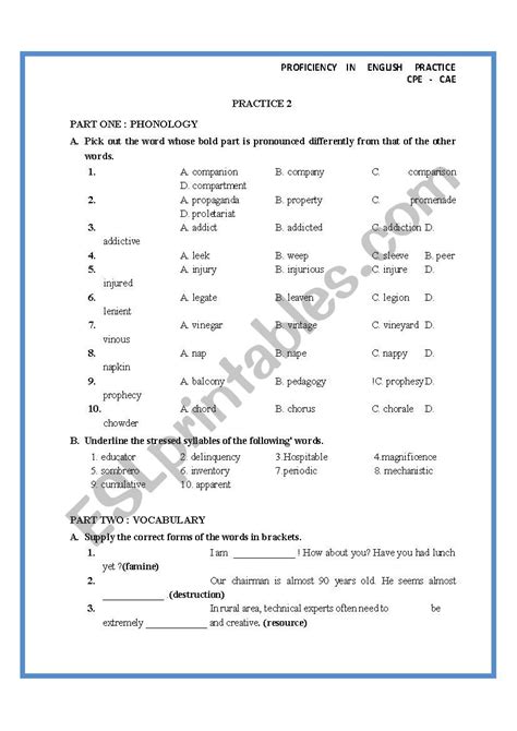 CPE CAE PRACTICE With Suggested Key ESL Worksheet By Quangvinhhtf