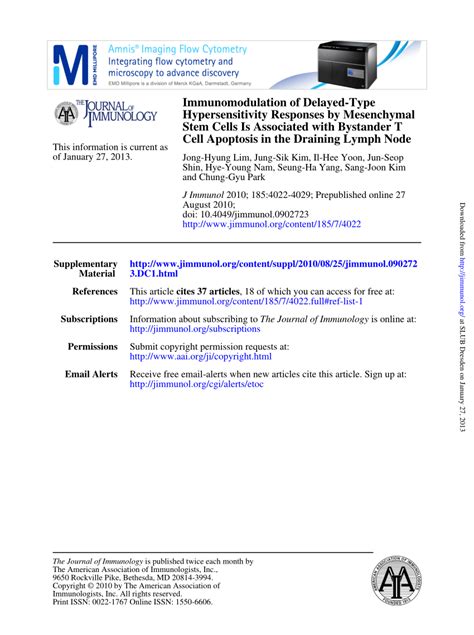 Pdf Immunomodulation Of Delayed Type Hypersensitivity Responses By Mesenchymal Stem Cells Is