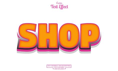 Premium Vector Shop Modern Cartoon Editable Text Effect Design