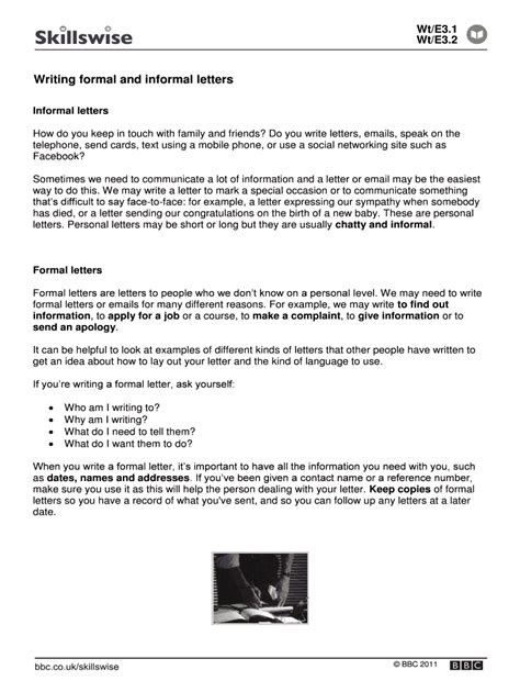Fillable Online Downloads Bbc Co Writing Formal And Informal Letters BBC Fax Email Print