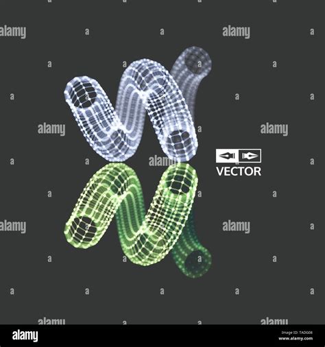 Spiral 3d Vector Wireframe Object Illustration With Connected Lines