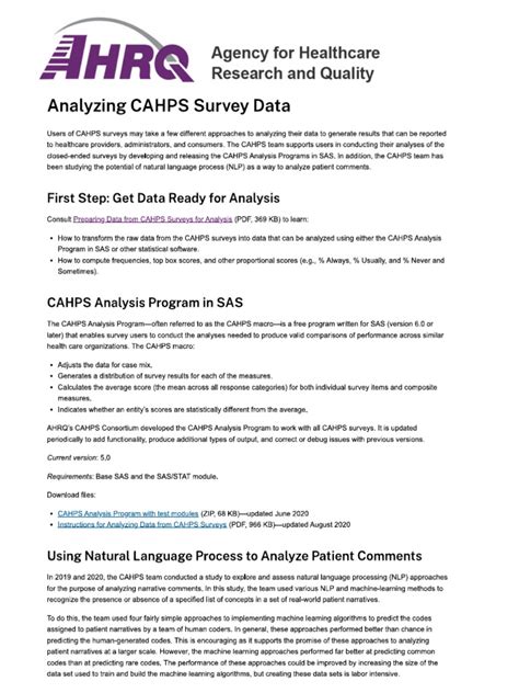 Analyzing Cahps Survey Data Pdf