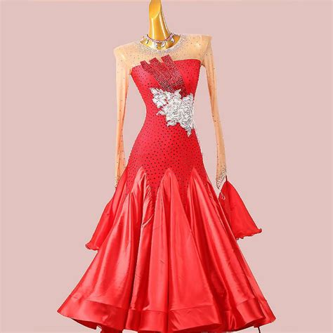 Exquisite Red Ballroom Dress With Lace Custom Ballroom Dress Dance