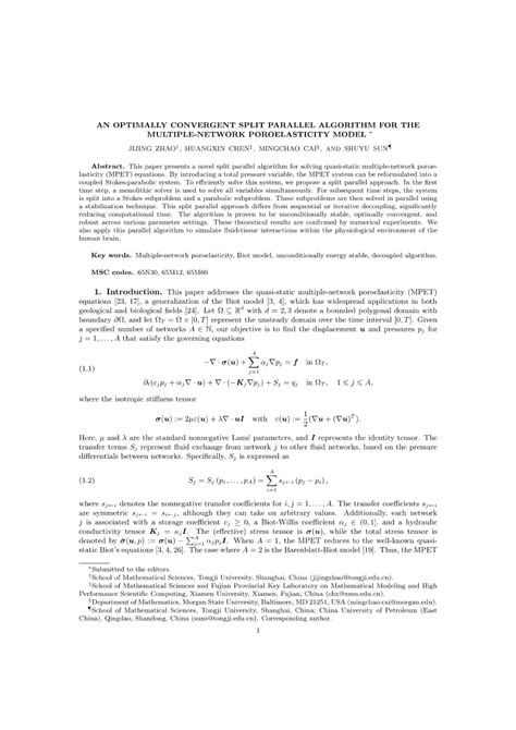 Pdf An Optimally Convergent Split Parallel Algorithm For The Multiple Network Poroelasticity Model