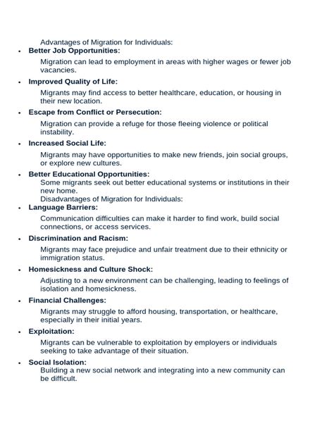 Advantages Of Migration For Individuals Pdf