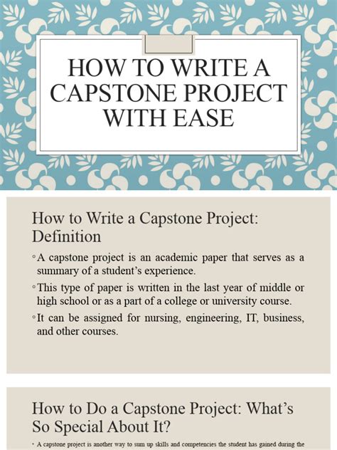 How To Write A Capstone Project With Ease Pdf