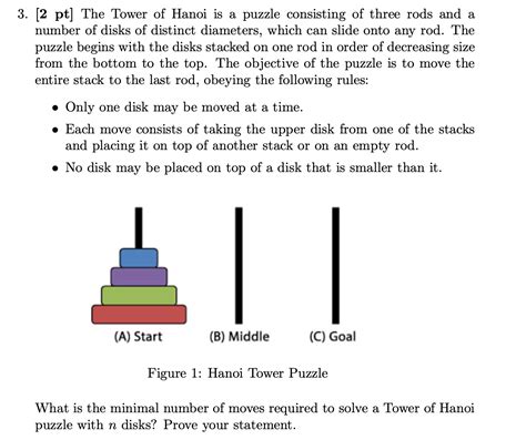 solved 3 [2 pt] the tower of hanoi is a puzzle consisting