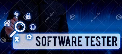 text showing inspiration software tester word written on implemented
