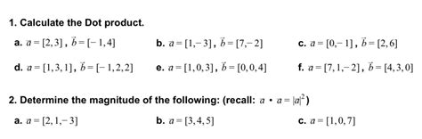 Solved Calculate The Dot Product A A B B Chegg