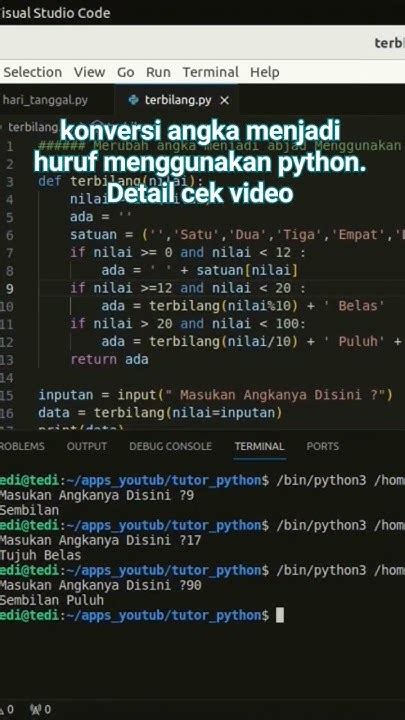Konversi Angka Jadi Huruf Terbilang Menggunakan Python Python Programming Coding