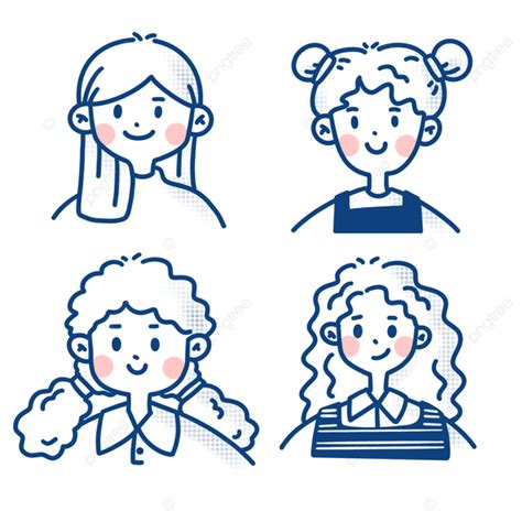 卡通手繪女孩向量圖 簡筆 頭像 人物素材圖案，psd和png圖片免費下載