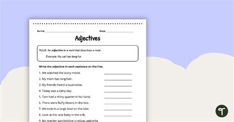 Adjectives Worksheet Teach Starter Worksheets Library