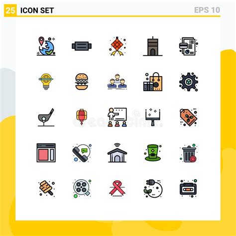 Set Of 25 Modern Ui Icons Symbols Signs For Card Tower Man Signal
