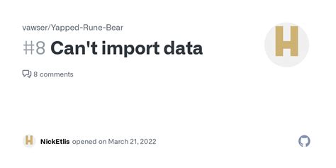 Cant Import Data · Issue 8 · Vawseryapped Rune Bear · Github