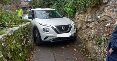Driver Blames Sat Nav After Car Ends Up Stuck On Narrow Welsh Lane For A Week North Wales Live