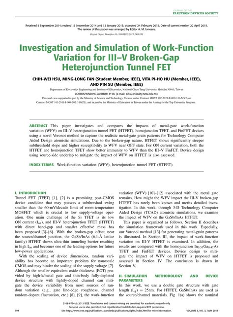Pdf Investigation And Simulation Of Work Function Variation For Iiiv