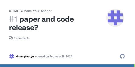 Paper And Code Release Issue 1 ICTMCG Make Your Anchor GitHub