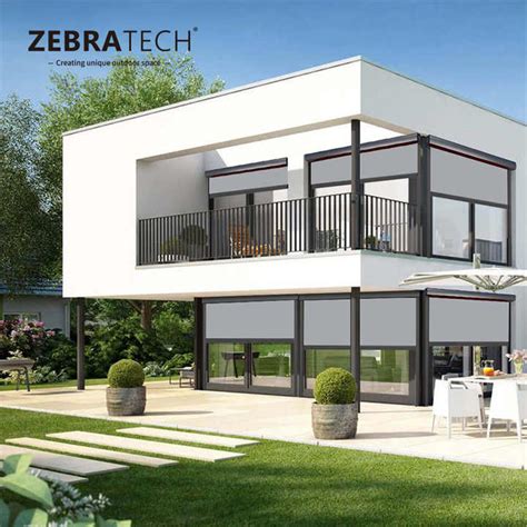 Electric Outdoor Roller Blinds Windproof Shade Balcony Motorized Blinds