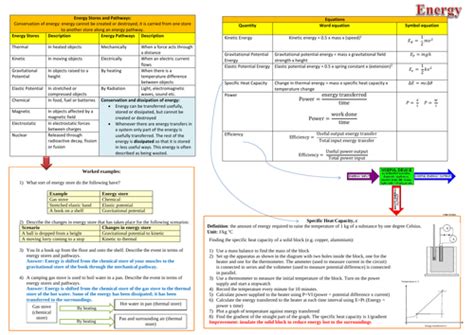 Aqa Gcse Physics P1 Energy Knowledge Organiser And Gap Fill Ks4 Teaching Resources