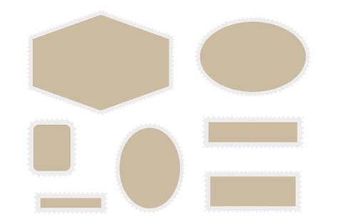 우표 프레임이 설정되어 있습니다 가장자리에 구멍이 뚫린 빈 빈티지 우표 엽서와 편지에 대한 빈 테두리 템플릿입니다 벡터 그림입니다 주당순이익 10 가장자리에 대한 스톡 벡터