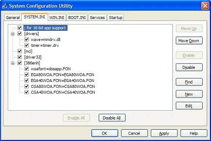 Managing System Startup File SYSTEM INI