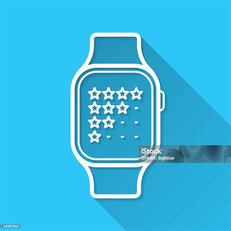 별점을 받은 스마트워치 파란색 배경에 아이콘 긴 그림자가 있는 평면 디자인 3차원 형태에 대한 스톡 벡터 아트 및 기타 이미지 3차원 형태 4 개념 Istock