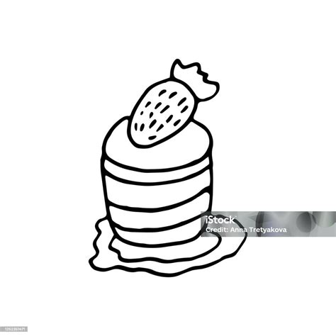 인사말 카드 포스터 조리법 요리 디자인에 대한 단일 손으로 그린 케이크 흰색 배경에 격리 낙서 벡터 그림 12월에 대한 스톡