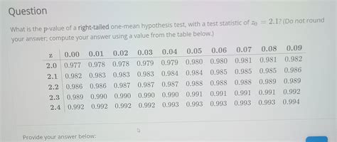 Solved What Is The P Value Of A Right Tailed One Mean Chegg Com