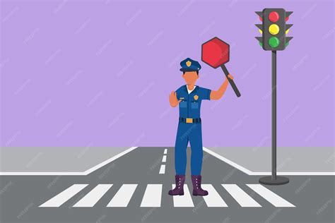 Premium Vector Graphic Flat Design Drawing Policeman On Crossing Path