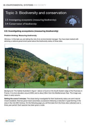 Topic 3 Biodiversity And Conservation Skills Project Teaching Resources