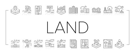 Land Property Business Collection Icons Set Vector 18999372 Vector Art
