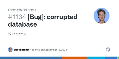 Bug Corrupted Database · Issue 1134 · Chroma Corechroma · Github