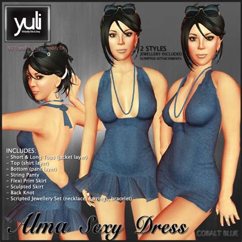 Second Life Marketplace Yuli Alma Sexy Dress Cobaltblue