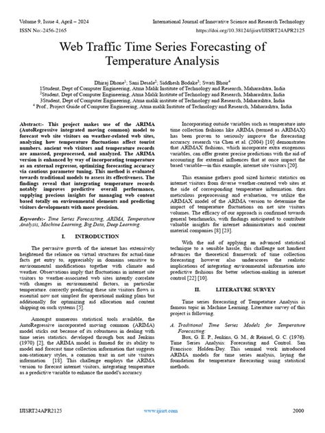 Web Traffic Time Series Forecasting Of Temperature Analysis Pdf Forecasting Autoregressive
