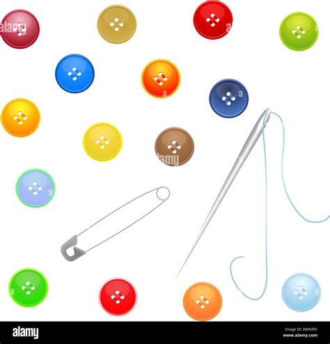 Buttons With Sewing Needle And Pin Stock Vector Image Art Alamy