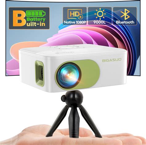 Mini Projector Battery Powered With Bluetooth Native Hd 1080p Rechargeable