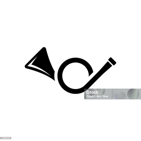 포스트 혼 음악 황동 악기 트럼펫 플랫 벡터 아이콘 그림입니다 흰색 배경에 간단한 검은 기호 포스트 혼 웹 및 모바일 Ui 요소에 대한 음악 황동 악기 기호 디자인 템플릿