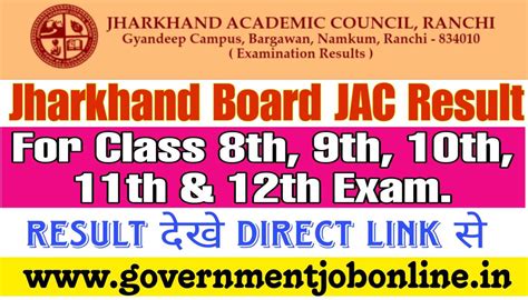 Jharkhand Board Jac Result 2023 For Class 08th To 12th