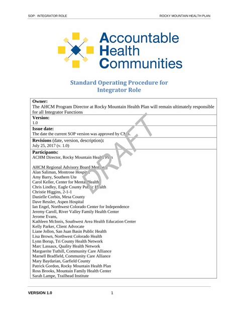 Pdf Standard Operating Procedure For Integrator Role · Adherence To This Sop Will Ensure That