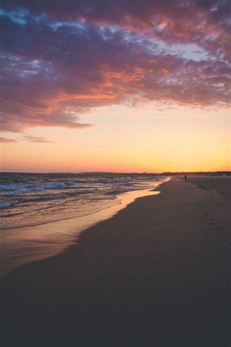 The Fiery Tide Of November Sunset Beach Walk Wallpaper Sunset Sand