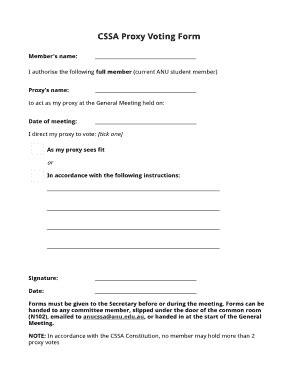 Proxy Vote Form Fill Online Printable Fillable Blank PdfFiller