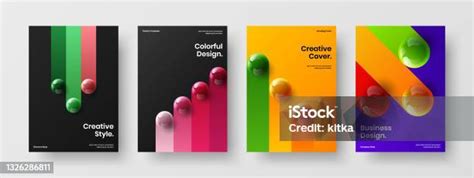 트렌디 한 팜플렛 A4 벡터 디자인 일러스트 컬렉션 추상적 인 사실적 공 핸드빌 레이아웃 구성 A4 용지에 대한 스톡 벡터 아트 및 기타 이미지 Istock