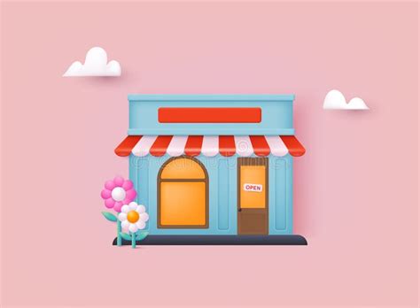 Storefront Vector Illustration Restaurant Cafe Or Store Building 3d