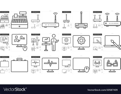 Technology Line Icon Set Royalty Free Vector Image