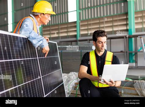Engineer Team Working Check Testing Solar Panel Process Before Sand To