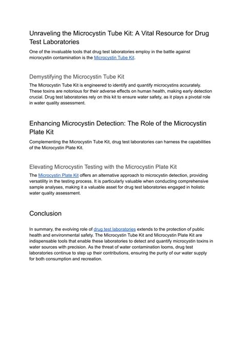 Ppt Crucial Role Of Drug Test Laboratories In Microcystin Detection