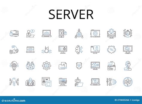 Server Line Icons Collection Host Node Machine Platform Computer System Nerk Vector And