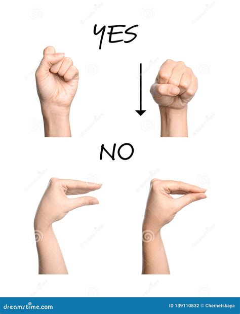 Woman Showing Words Yes And No On White Background Closeup Of Hands